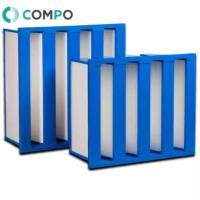 China HVAC System ABS V Bank Filter Pleated HEPA Air Filters With Plastic Frame for sale