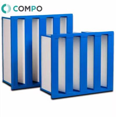 China HVAC System ABS V Bank Filter Pleated HEPA Air Filters With Plastic Frame for sale