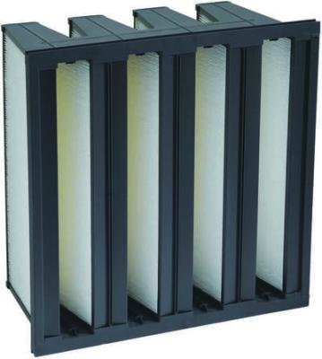 China Medium Fiberglass Media V Bank Air Filter Compact F7 F8 F9 For Ventilation System for sale
