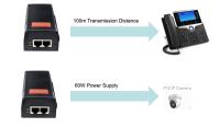 China 60W Gigabit PoE+ Injector,10/100/1000Mbps,PoE++ Injector Ethernet Adapter for sale