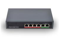 China 6 Port Unmanaged Ethernet PoE Switch (4 Port Poe Switch with 2 Uplink Port and Extend Function) 65W for sale