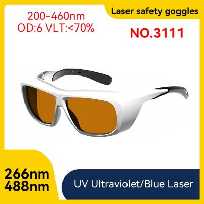 China Laser protective glasses certified LASER SAFETI GLASSES laser protection OD6 LASER 532 266nm 488nm 200-460nm Blue Laser protective glasses for laser professional laser glasses Laser glasses protection for sale