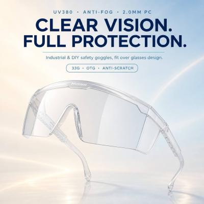 China Industrial Protection Lenses Prescription Goggles CE ANSI Z87.1 Fashion Anti Fog Dust Working Stylish Clear Safety Glasses UV Protection Anti Scratch Anti Impact Indirect Vents Wrap Around Lightweight for sale