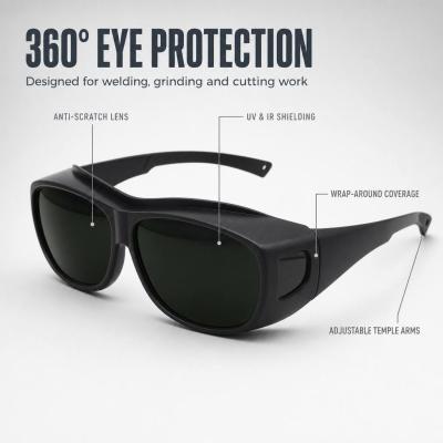 China Safety Wrap-Around Welding Lens Shade 5 6-12 Anti-Scratch UV Laser Protective Welding Glasses Compact Cutting Grinding Goggles, Impact-Resistant Adjustable Industrial Work Lightweight Anti-Fog Coating for sale