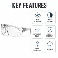 China High Quality Eye protection Safety Glasses Anti-fog and Anti-scratch Lens Optical Safety Protective Glasses UV Protection Impact Resistant Clear Lightweight Comfortable Eyewear Men Women Wholesale OEM for sale
