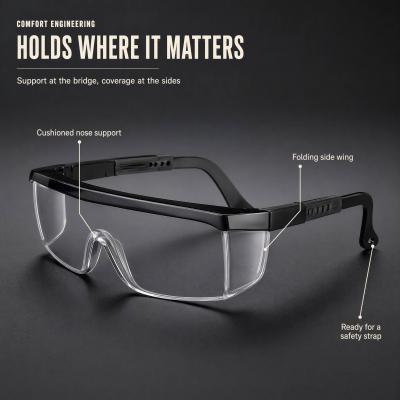 China CE ANSI Z87 Eye Protection Goggles Stylish Anti Fog Anti Scratch Clear Eyewear Fashion Safety Spectacles Protective Glasses UV Resistant Industrial Construction Unisex Men Women Custom Logo Wholesale for sale