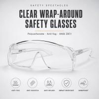 China Custom Dust Clear Dark Lens Shield Trendy ANSI Z87 Unisex Impact Resistant Polycarbonate Safety Glasses Anti Fog Scratch Resistant Wrap Around Folding Wing Eye Protection Lab Work Construction Outdoor for sale