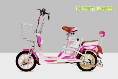 China Mini Cool Pedal Assist Electric Bike 350W 48V Pink White Fashion Throttle System for sale