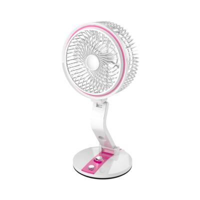 China Red Rechargeable Table Personal Space USB Mini Portable Fan with LED Light for Home Office for sale