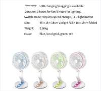 China Red Rechargeable Table Personal Space USB Mini Portable Fan with LED Light for Home Office for sale
