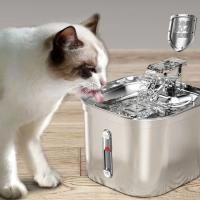 China Square 2.2l Stainless Steel Automatic Pet Water Dispenser Clean Water and Circulation for sale