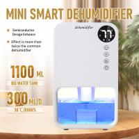 China Smart Mini Dehumidifier with 1100ml Water Tank and 7 Colorful Lights For Home Comfort for sale
