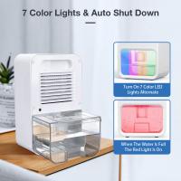 China Smart Mini Dehumidifier with 1100ml Water Tank and 7 Colorful Lights For Home Comfort for sale