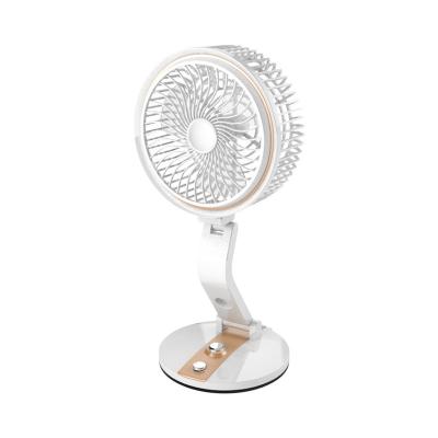 China USB Battery Charge Portable Folding Table Fan With Cooling Air Function And LED Light for sale