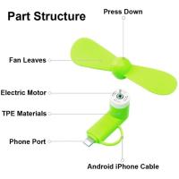 China Foldable Portable Mobile Phone Fan TPE ABS Material 2 in 1 for iPhone Android for sale