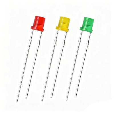 China F3 3mm Flat Head LED Diode High Brightness Diffused Transparent Lens 28mm 18mm Pin for sale