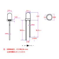 China 3mm F3 Round Head Orange LED Diode Diffused Lens 600-610nm 20mA Long Short Pin for sale