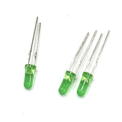 China F3 3mm Long Body Green LED Diode 8.5mm High Colloid 520-530nm Diffused Green Light for Clear Indicator Signals for sale