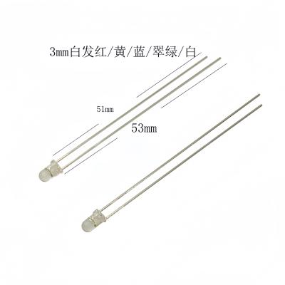 China 3mm F3 Water Clear Red LED Diode 53mm Extra Long Pin High Brightness Indicator for sale