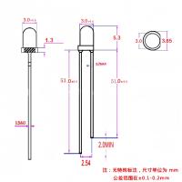 China 3mm F3 Water Clear Red LED Diode 53mm Extra Long Pin High Brightness Indicator for sale