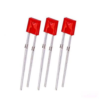 China 2x5x7mm Square Red LED Diode High Brightness Long Pin Through-Hole Indicator Lamp 620-630nm 20mA for sale