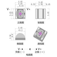 China 3535 UV LED Diode 3W Power Output 395-430nm Wavelength 120° Viewing Angle for Curing and Sterilization for sale