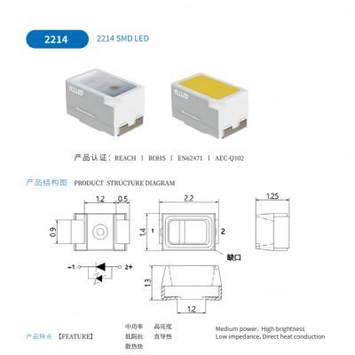 China 2214 SMD LED AEC-Q102 Automotive High Brightness 2.2x1.4mm Instrument Cluster Backlight for sale