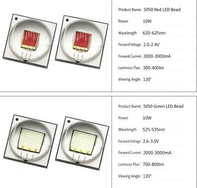 China 5050 10W High Power SMD LED Diode with Ceramic Substrate for 620-625nm Red & 525-535nm Green Lighting for sale