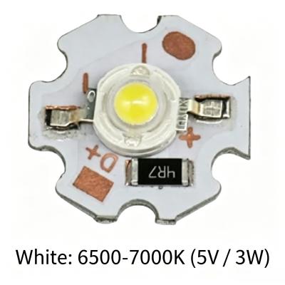 China 3W High Power LED 5V DC With Built‑in Resistor 20mm Plum Aluminum PCB Cool White 6500‑7000K No Need Driver for sale