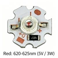 China 5V 3W red LED module with onboard resistor, plum aluminum substrate, 620-625nm, direct drive without constant current driver for DIY warning & decorative lights for sale
