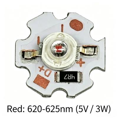 China 5V 3W red LED module with onboard resistor, plum aluminum substrate, 620-625nm, direct drive without constant current driver for DIY warning & decorative lights for sale