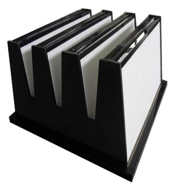 China HEPA ULPA V Bank Type Air Purifier Replacement Filter Glassfiber Media 592x592x292mm 2700m3/h for sale