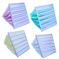 China G4 Synthetic Fiber Pocket Air Filter Aluminum Frame 3400 m3/h 95% RH for sale