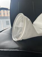 China 7x17 100 micron mesh filter bag with ribbon around the plastic collar for protective for sale