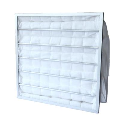 China Medium Efficiency Pocket Bag Filter F6 F7 F8 Fiberglass Media 595x595x500mm for sale