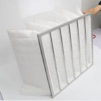 China Medium Efficiency Pocket Bag Filter F6 F7 F8 Fiberglass Media 595x595x500mm for sale