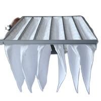 China Medium Efficiency Pocket Bag Filter F6 F7 F8 Fiberglass Media 595x595x500mm for sale