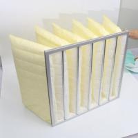 China Medium Efficiency Pocket Bag Filter F6 F7 F8 Fiberglass Media 595x595x500mm for sale