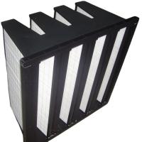 China V-Bank Compact Air Filter HVAC AHU Gas Turbine Intake F7 F8 F9 H13 592x592x292mm for sale