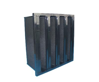 China Compact V-Shape Activated Carbon Air Filter 592x592x292mm 2700m3/h for Clean Room for sale