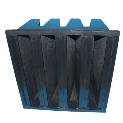 China 4V Activated Carbon V-Bank Air Filter 592x592x292mm High Airflow 2700m3/h for sale