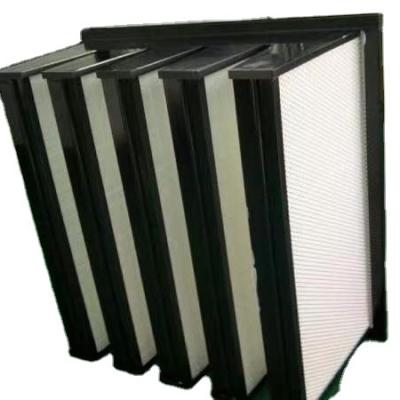 China V-Bank Compact Gas Turbine Air Intake Rigid Bag Filter F7 F8 F9 H13 HVAC AHU 592x592x292mm for sale