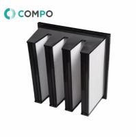 China Light Weight 4V Rigid V Bank Filter Dust F5 / F6 Efficiency Air Condition Filter for sale