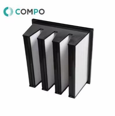 China Light Weight 4V Rigid V Bank Filter Dust F5 / F6 Efficiency Air Condition Filter for sale