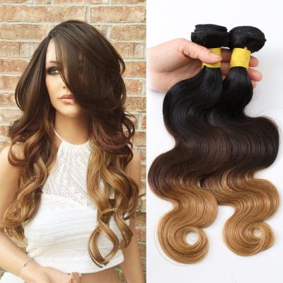 China 3 bundles Peruvian Remy Human Hair Ombre Hair 1B/4/27 Body Wave 10~30inch for sale
