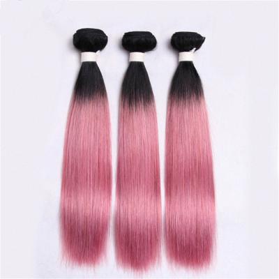 China Pre-colored Non-remy Hair Extension Human Weave Rose Pink Ombre Color Brazilian Straight for sale