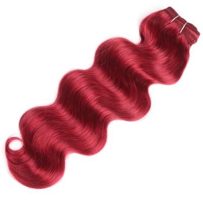 China Pre-Colored Brazilian Remy Human Hair WeaveBody Wave Burg Rich Copper Red Color for sale