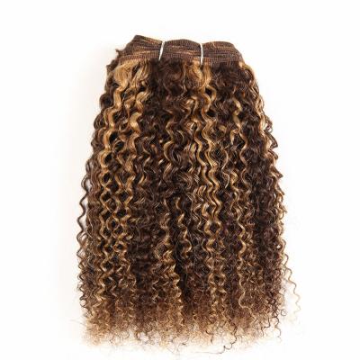 China Pre-Colored Brown Blonde Human Hair Brazilian Hair Weave Afro Kinky Wave Hair Extensions P4/27 for sale