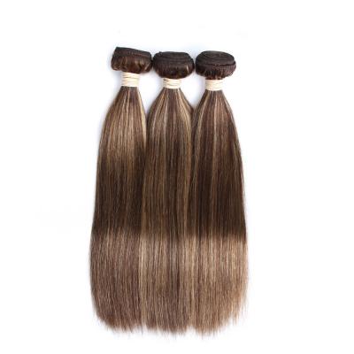 China Pre-Colored Brazilian Remy Human Hair Weave Straight Color #P4/27 Piano Color Chocolate Brown for sale