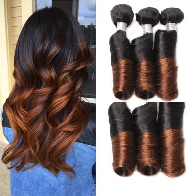 China Funmi Hair Ombre Brazilian Hair Bundles Bouncy Curl Spring Curl 1B/4 Ombre Virgin Human Hair Weave for sale